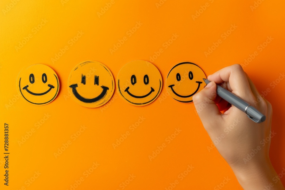 Smiling Emoji emoticon feedback Smiley, Vector Design symbol. Star ...