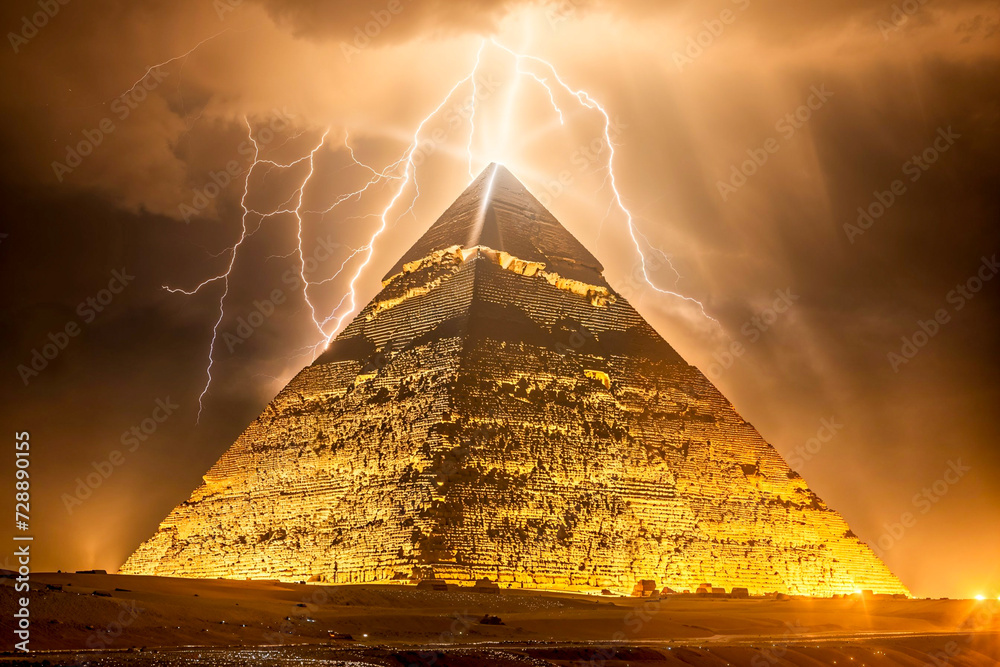 Ancient Egyptian pyramid as power generator, artist impression ...