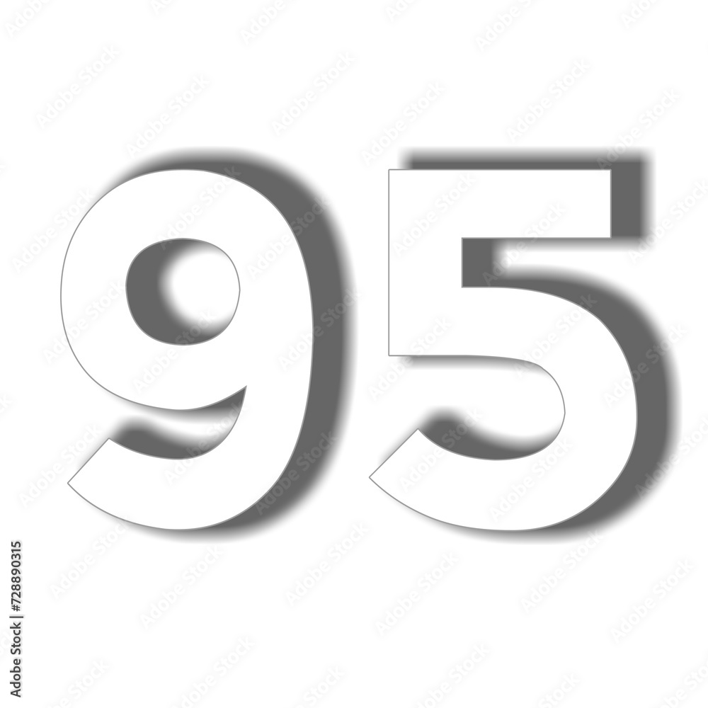 Number 95 in white color sign symbol 3d numbers for design elements ...