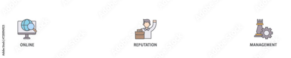 ORM icon set flow process illustrationwhich consists of internet ...