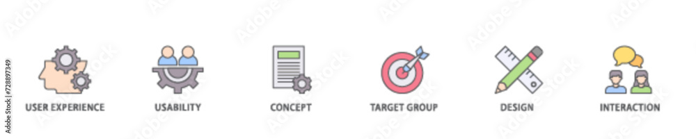 User interface design icon set flow process illustrationwhich consists ...