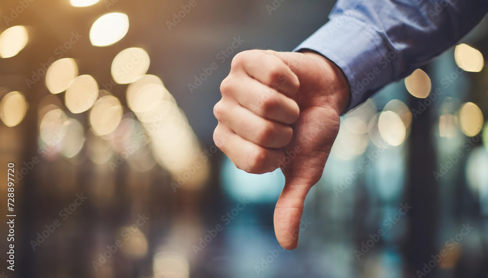 thumbs-down gesture on blurred background, conveying disapproval ...