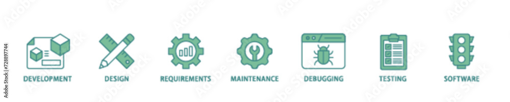 Agile icon set flow process illustrationwhich consists of development ...