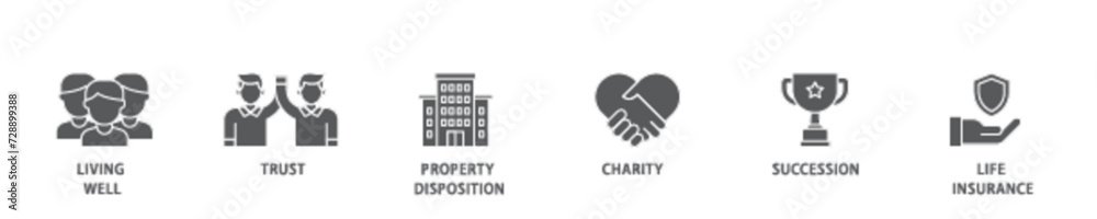 Estate planning icon set flow process illustrationwhich consists of ...