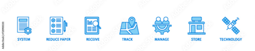 Document management icon set flow process illustrationwhich consists of ...