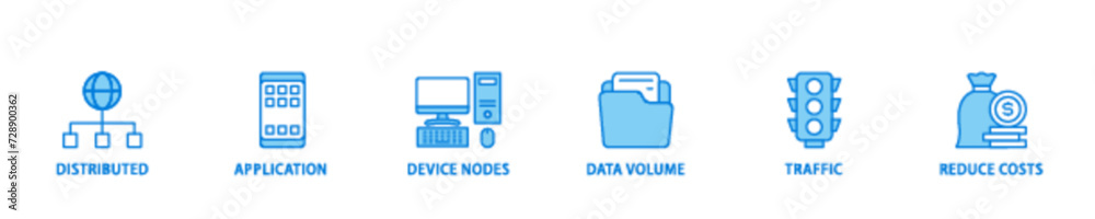 Edge computing icon set flow process illustrationwhich consists of ...