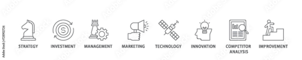 Business development icon set flow process illustrationwhich consists ...