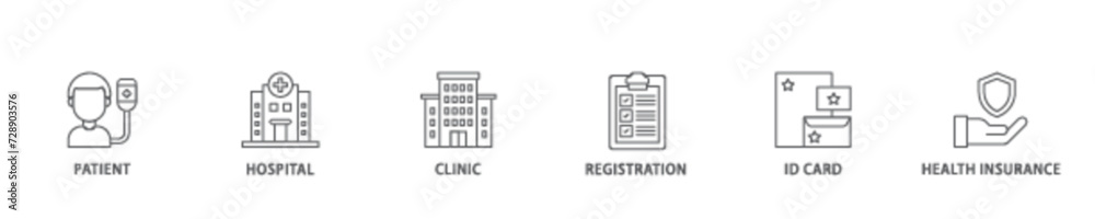 Patient registration icon set flow process illustrationwhich consists ...