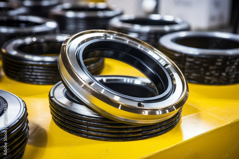 A Detailed View of a New Oil Seal, Freshly Manufactured in an ...