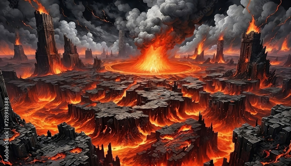 Volcano Eruption: Epic immersive scene of volcanic eruption & cracking ...