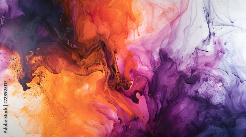 A dynamic showcase of contrast and movement as ink blends and separates ...