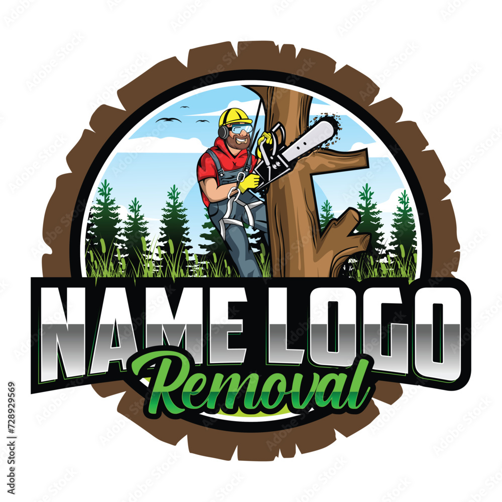 Tree cutting and removal logo vector. Stump removal logo design ...