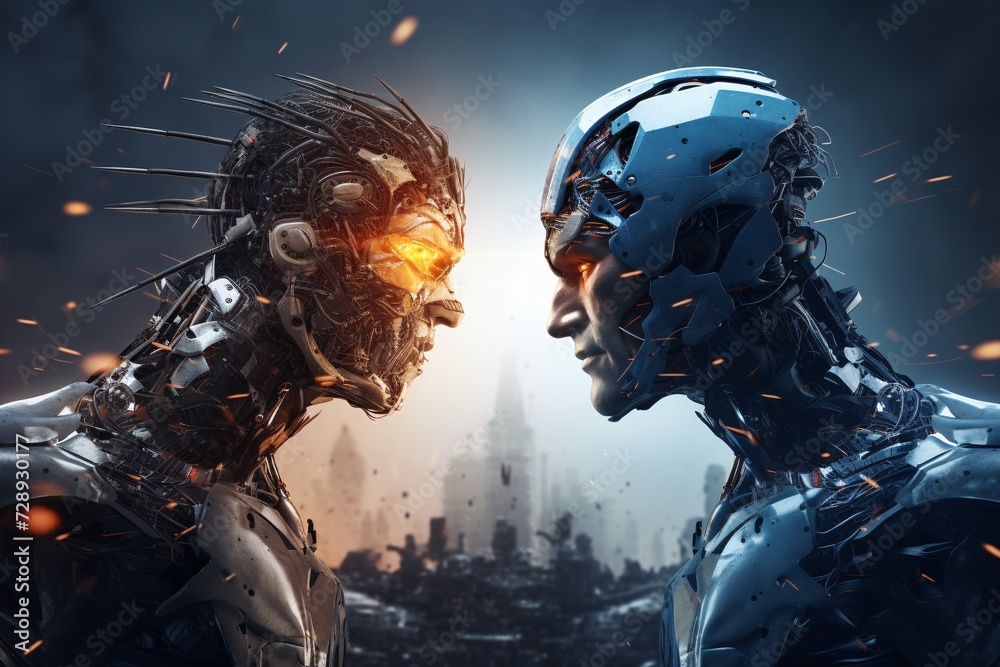 Futuristic AI robots Battle, Robots background, Realistic Robot, Robot ...