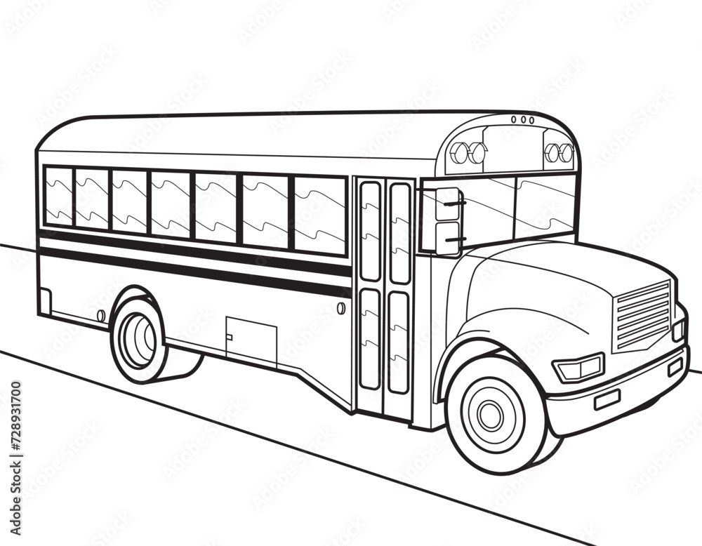 Cartoon bus illustration. Vector bus illustration for coloring book ...