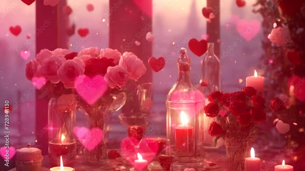 Vidéo Stock The beautiful atmosphere of Valentine's Day Seamless ...