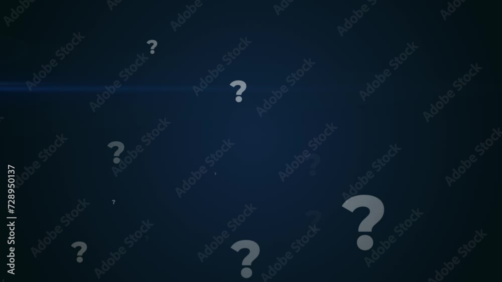 Question Marks Popping Out And Rising Against Dark Blue Background ...