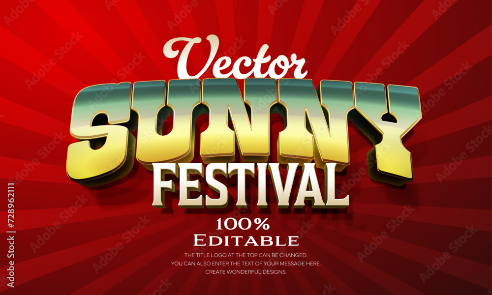 Vecteur Stock [Editable Text Effect] ”Vector Sunny Festival” A retro ...