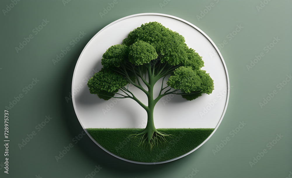 Eco concept depicted in a minimalist style, showcasing an empty ...