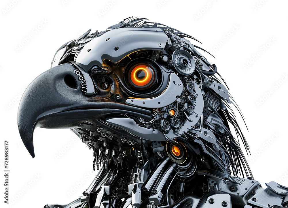 Cyber eagle with detailed technology on all parts of its body and with ...