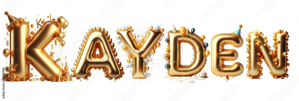Kayden Letters - Golden Balloon, 3D - Isolated on Transparent or White ...