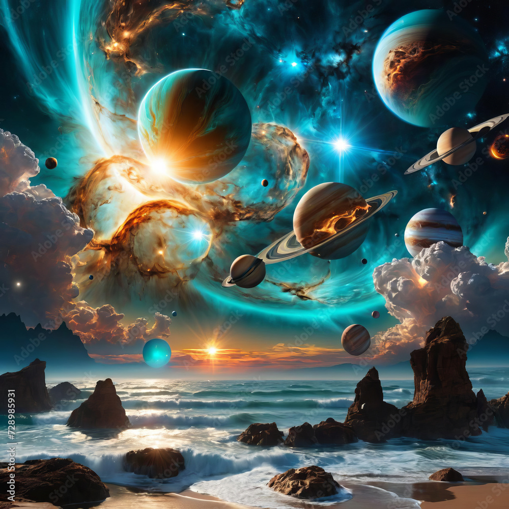 Ethereal Cosmic Scenery - Interstellar Clouds, Venus, and Neptune in ...