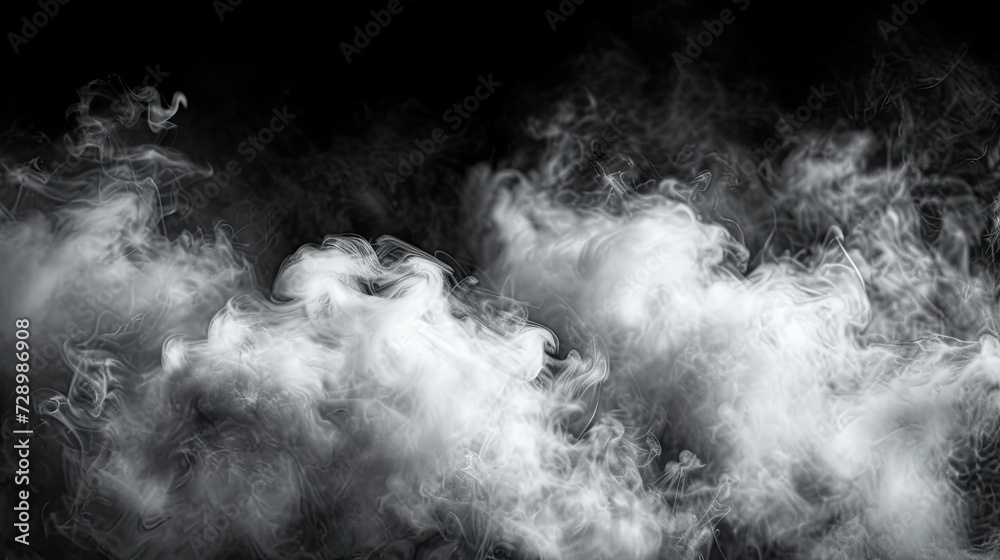 smoke blowing in the air on black background, for graphic design ...