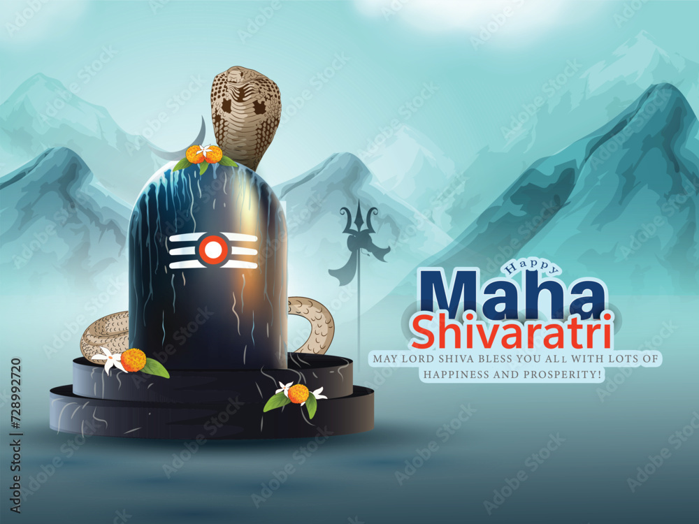 Hindu Festival Maha Shivratri with Lord Shiva and Typography In Hindi ...