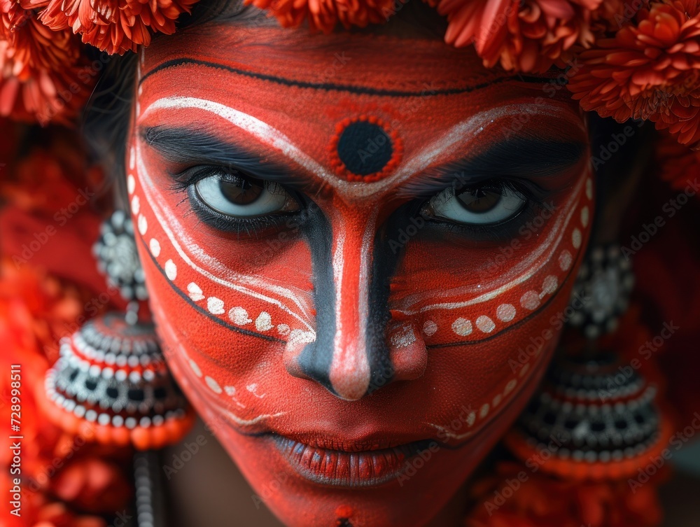 Makeup Theyyam ritual art from kerala. Theyyam traditional dance face ...
