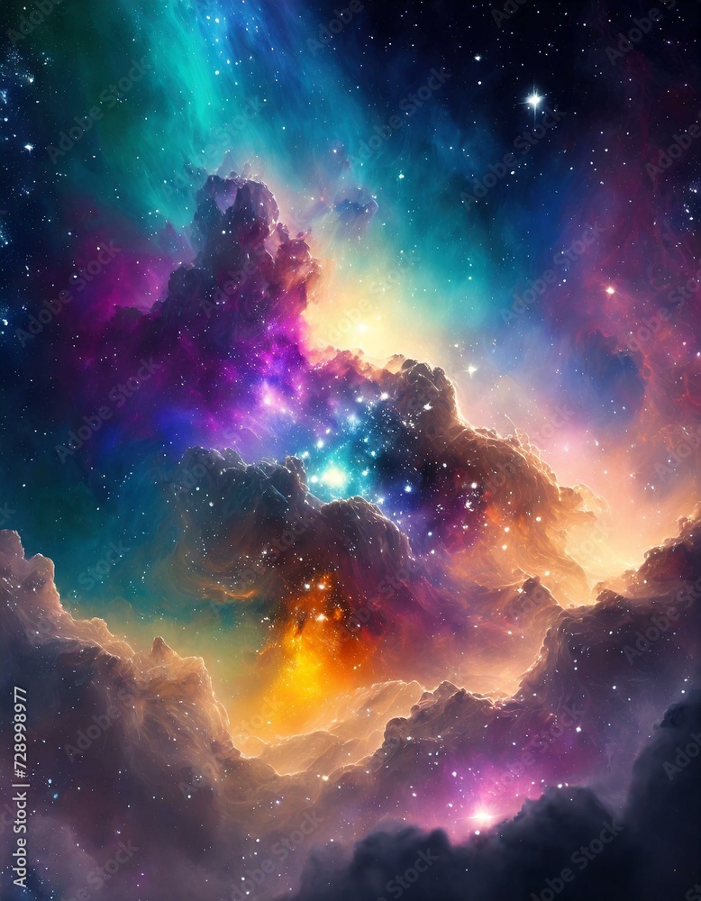 background with space, Colorful space galaxy cloud nebula. Stary night ...