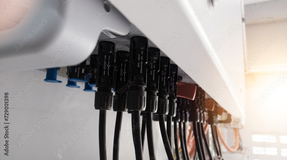 String Cable connecting the power from the solar panel to the inverter ...