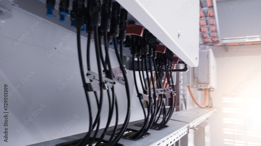 String Cable connecting the power from the solar panel to the inverter ...