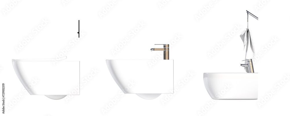 Lavatory pan isolated on a transparent background, bidet, 3D ...