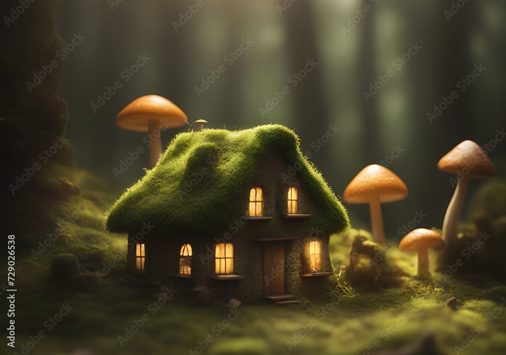 Tiny magical house from fairy tale for dwarfs, gnomes and imps. Magical ...