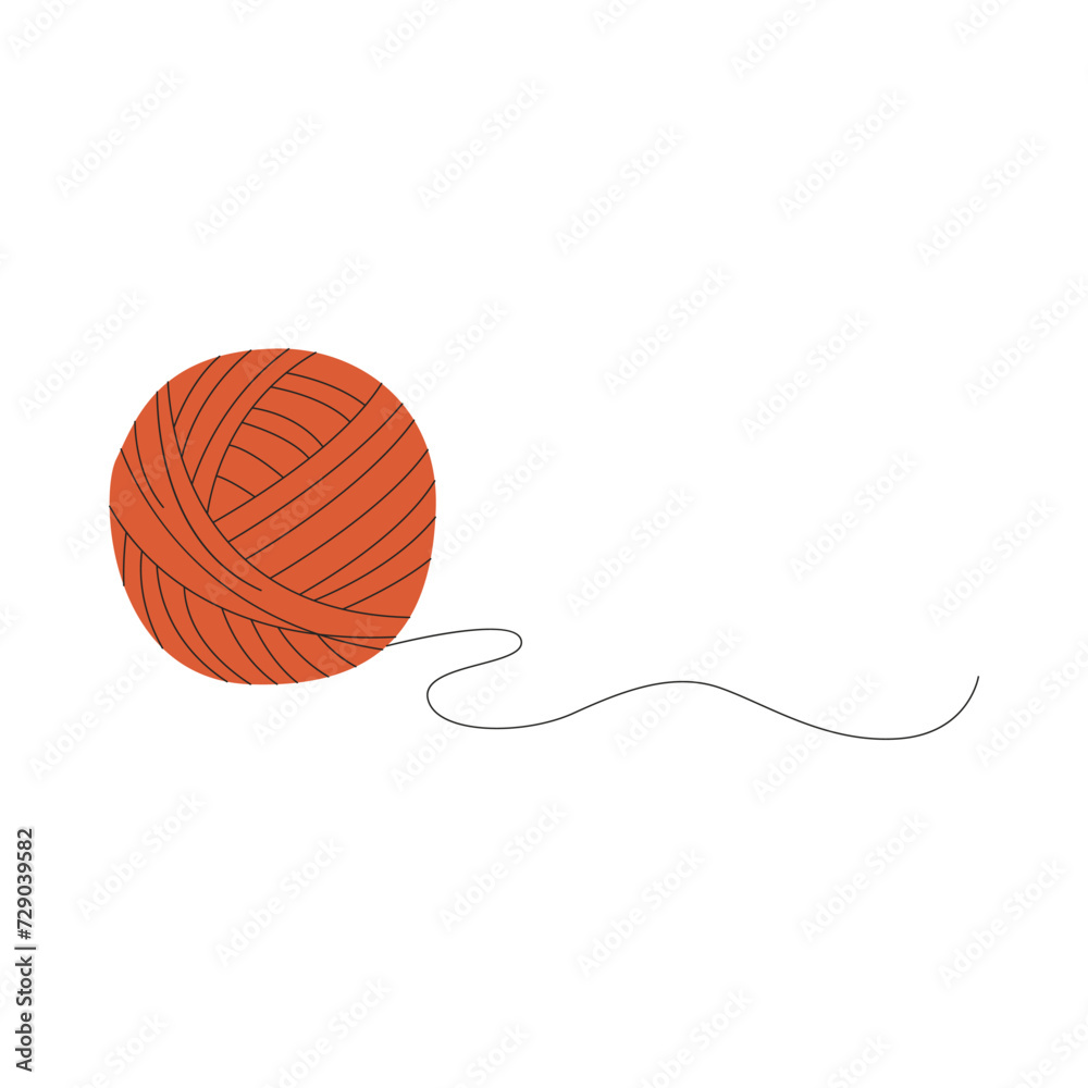 An unwound ball of knitting thread. Simple flat vector illustration ...