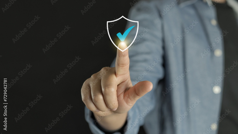 Hand thumbs up with sign of top service Quality assurance, Guarantee ...