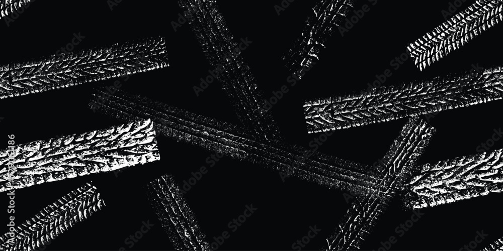 Tire track seamless pattern. Grange tread marks .Grunge textured vector ...