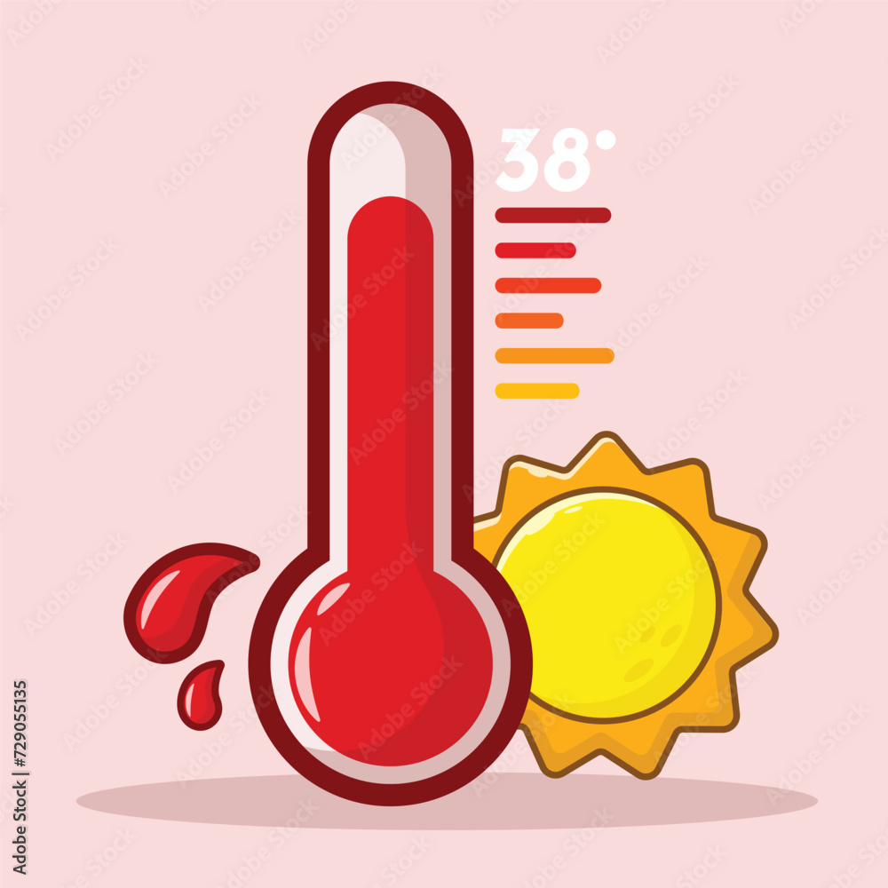 cute kawaii hot thermometer character cartoon vector icon illustration ...