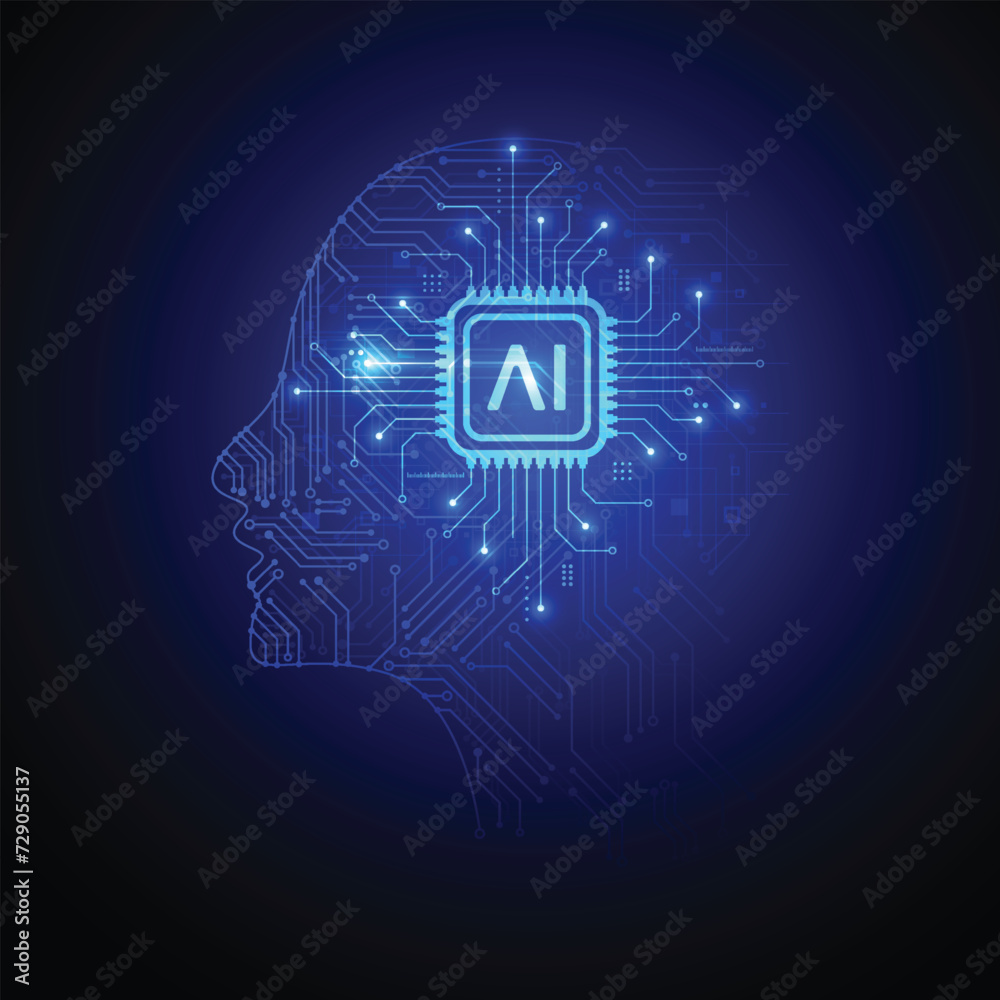 Artificial intelligence circuit line style. Machine learning design ...
