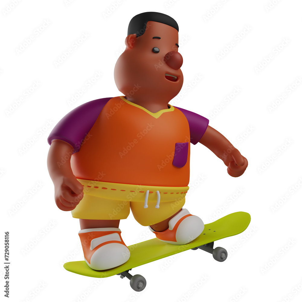 3D illustration. Image of Talented Big Boy 3D Character playing ...