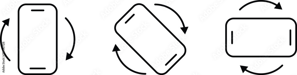 Rotate smartphone icons collection. Device rotation symbol, icon ...