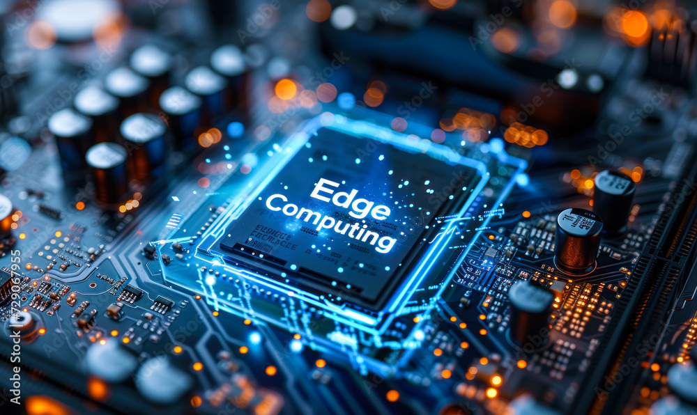 Edge Computing concept highlighted on a motherboard, illustrating ...