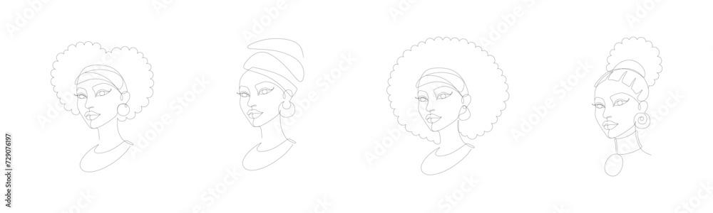 Beautiful African women with afro hairstyles and headscarves isolated ...