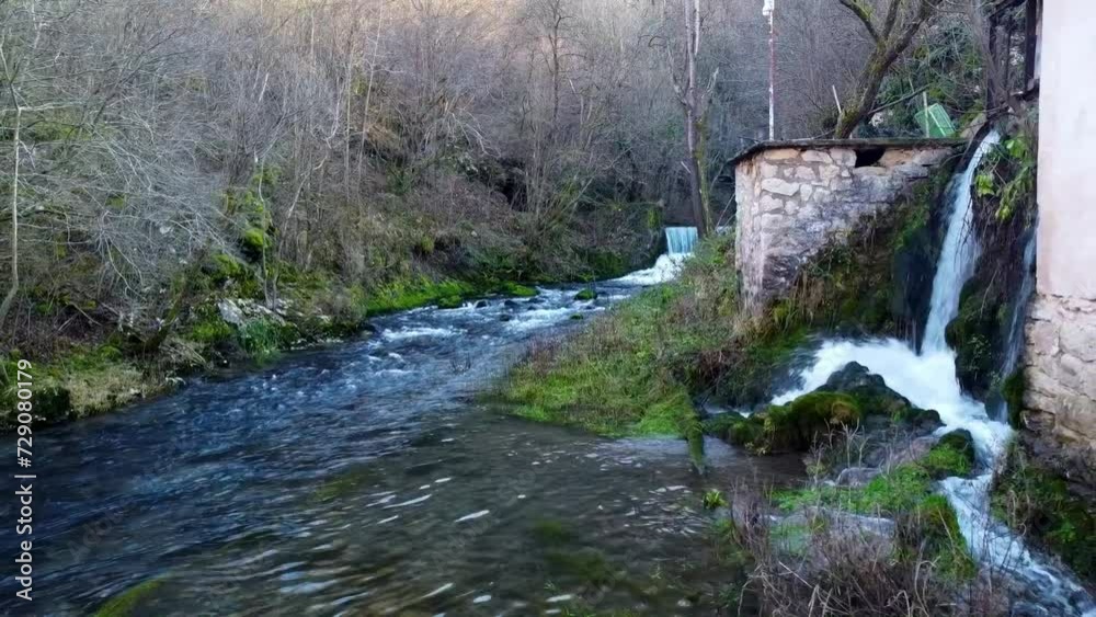 Drone shots of Krupajsko vrelo - Krupaj Spring in eastern Serbia with a ...
