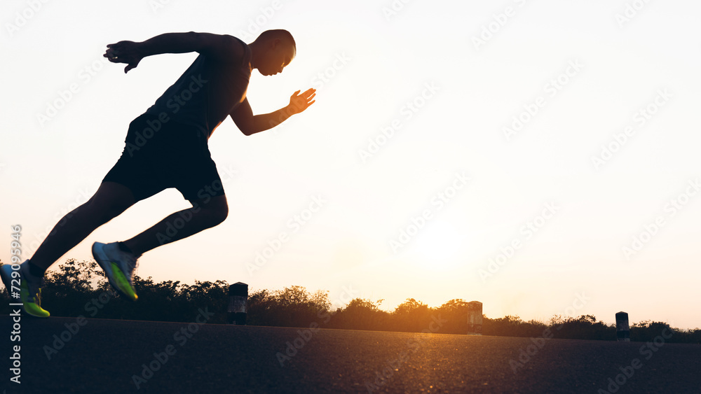 The man with runner on the street be running for exercise. Sport ...