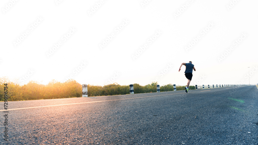 The man with runner on the street be running for exercise. Sport ...
