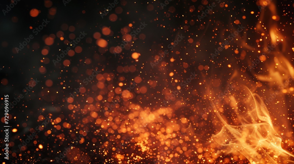 Fire embers particles over black background. Fire sparks background ...
