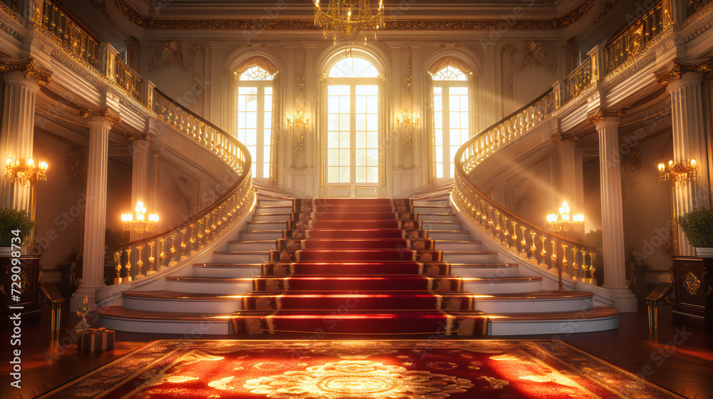 Grand palace staircase, blending luxury and history with elegant marble ...