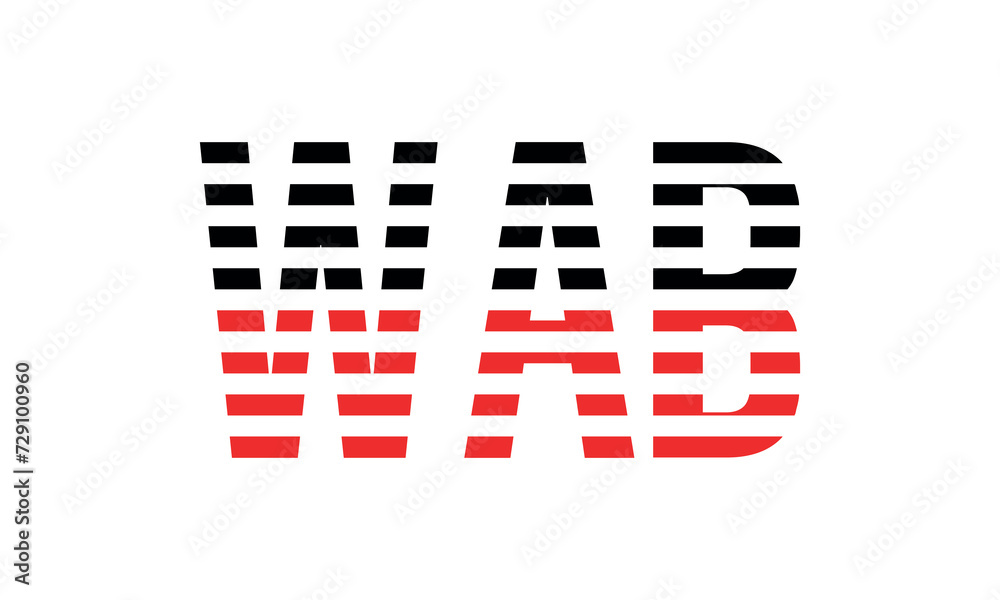 WAB three initial letter iconic line negative space minimal logo design ...