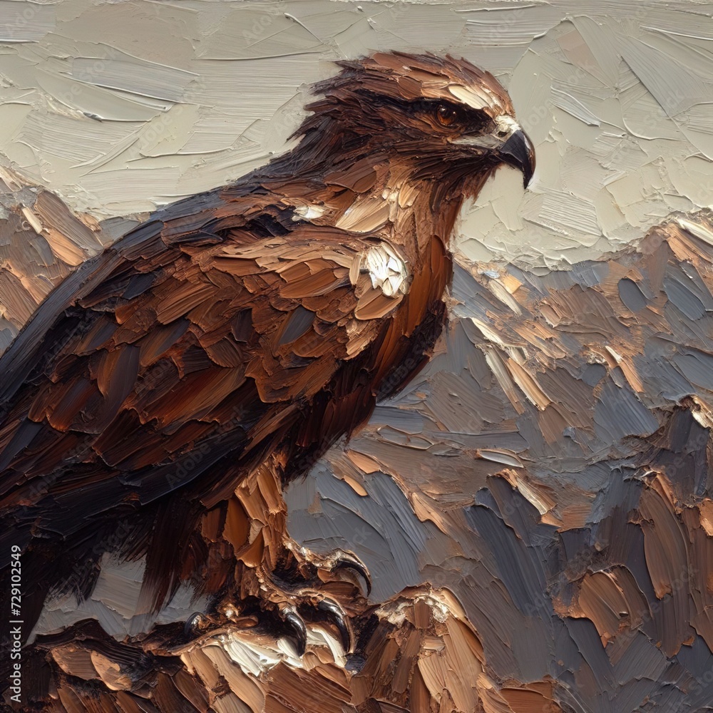 Majestic Eagle Profile in Impasto Technique - Wildlife Art with ...