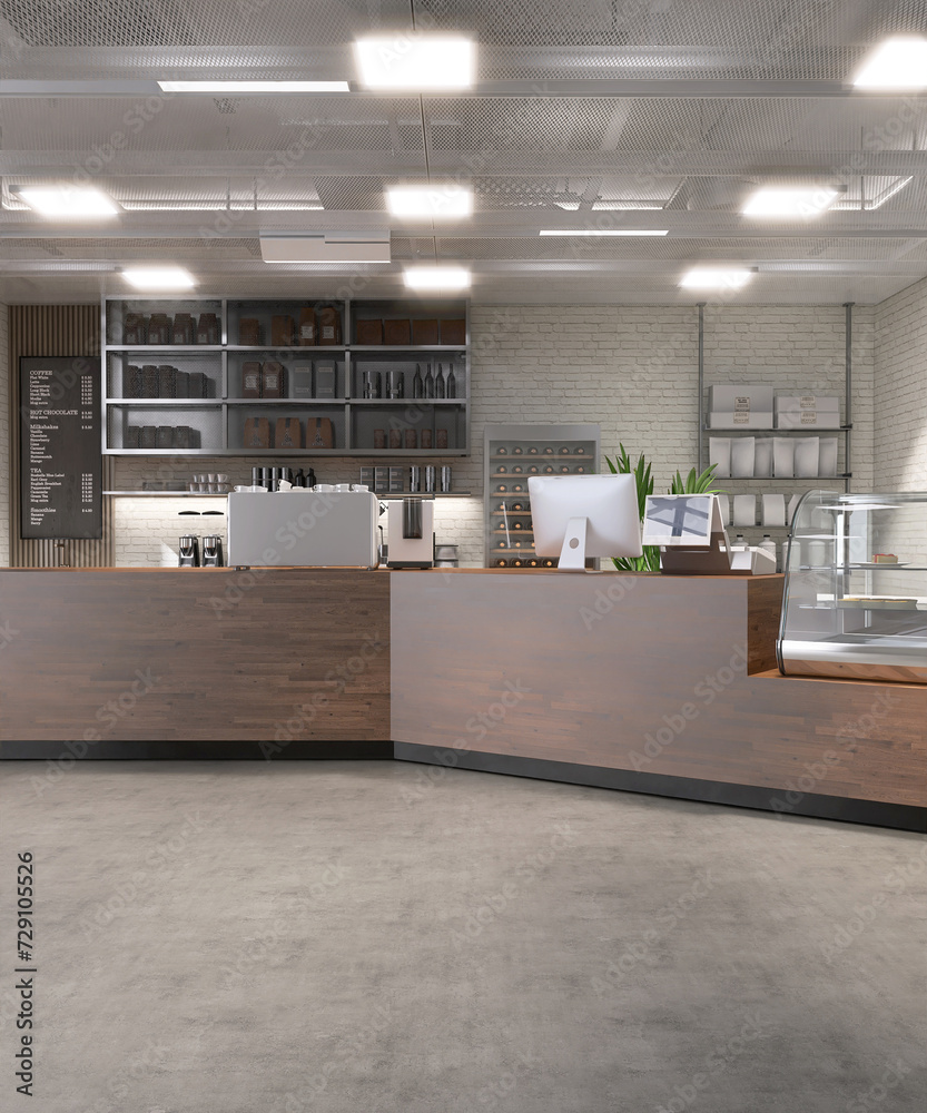 Interior design of luxury, modern coffee shop cafe with counter ...